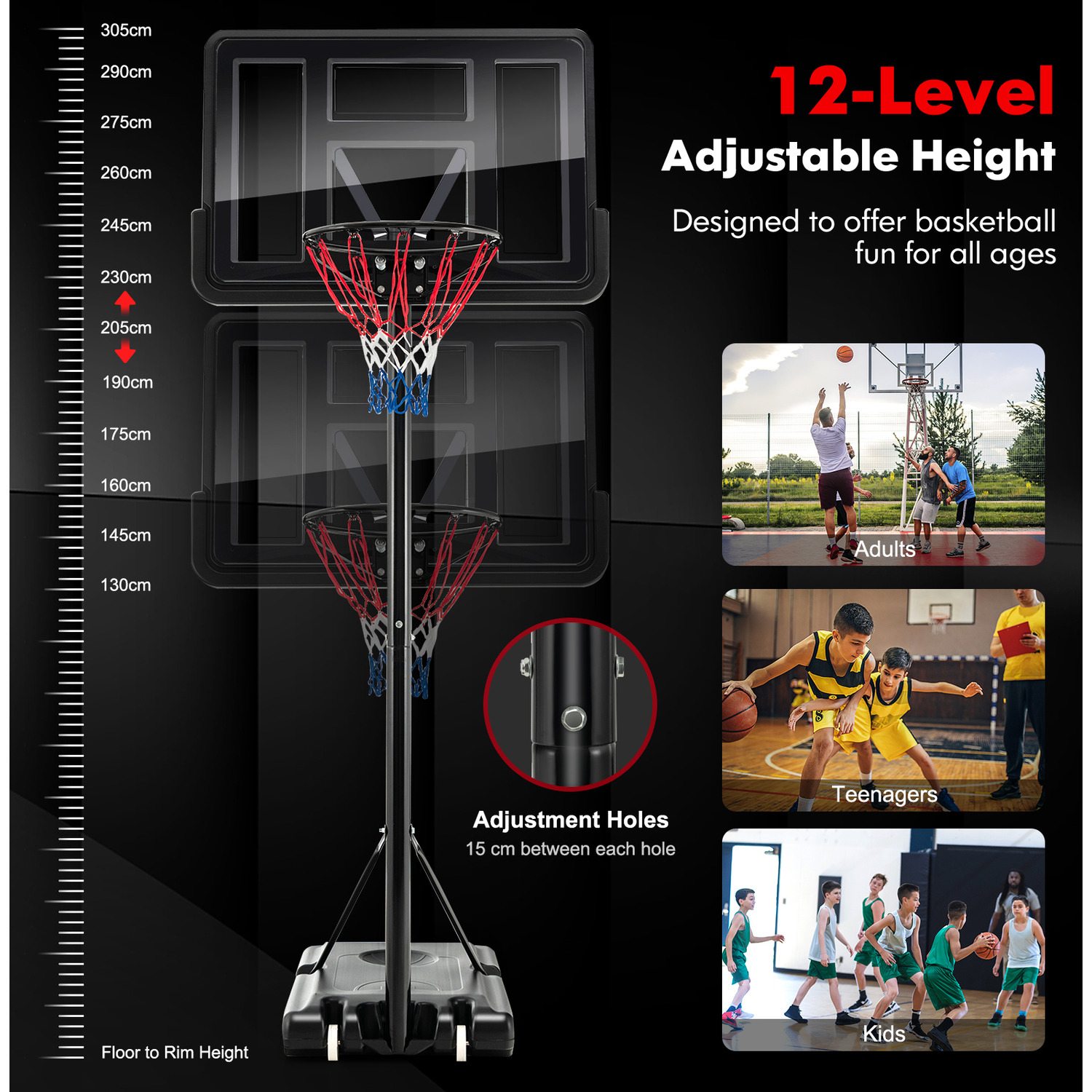 1.9-3.6M Basketball Hoop System