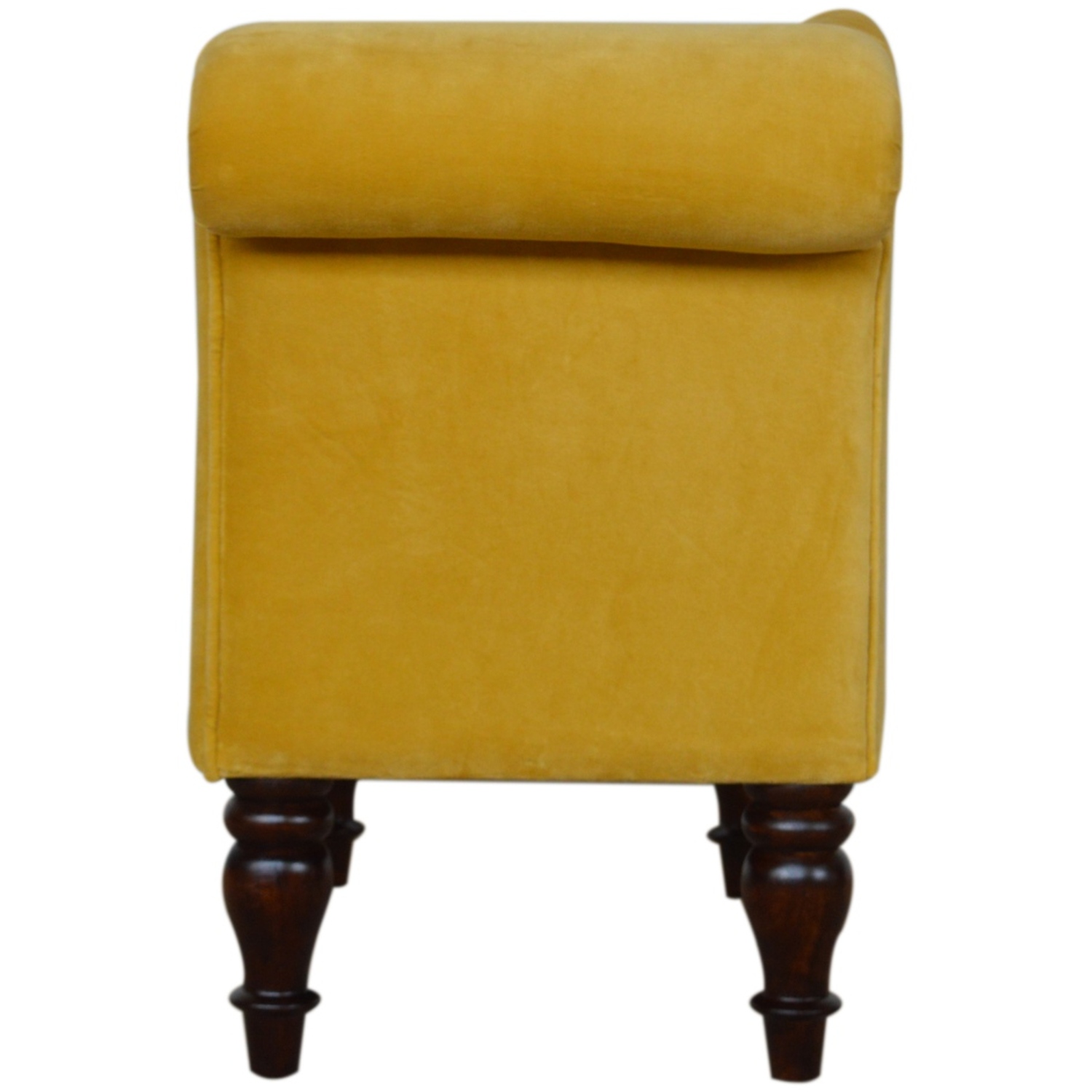 Classic Style Mustard Wood And Velvet Chaise Lounge