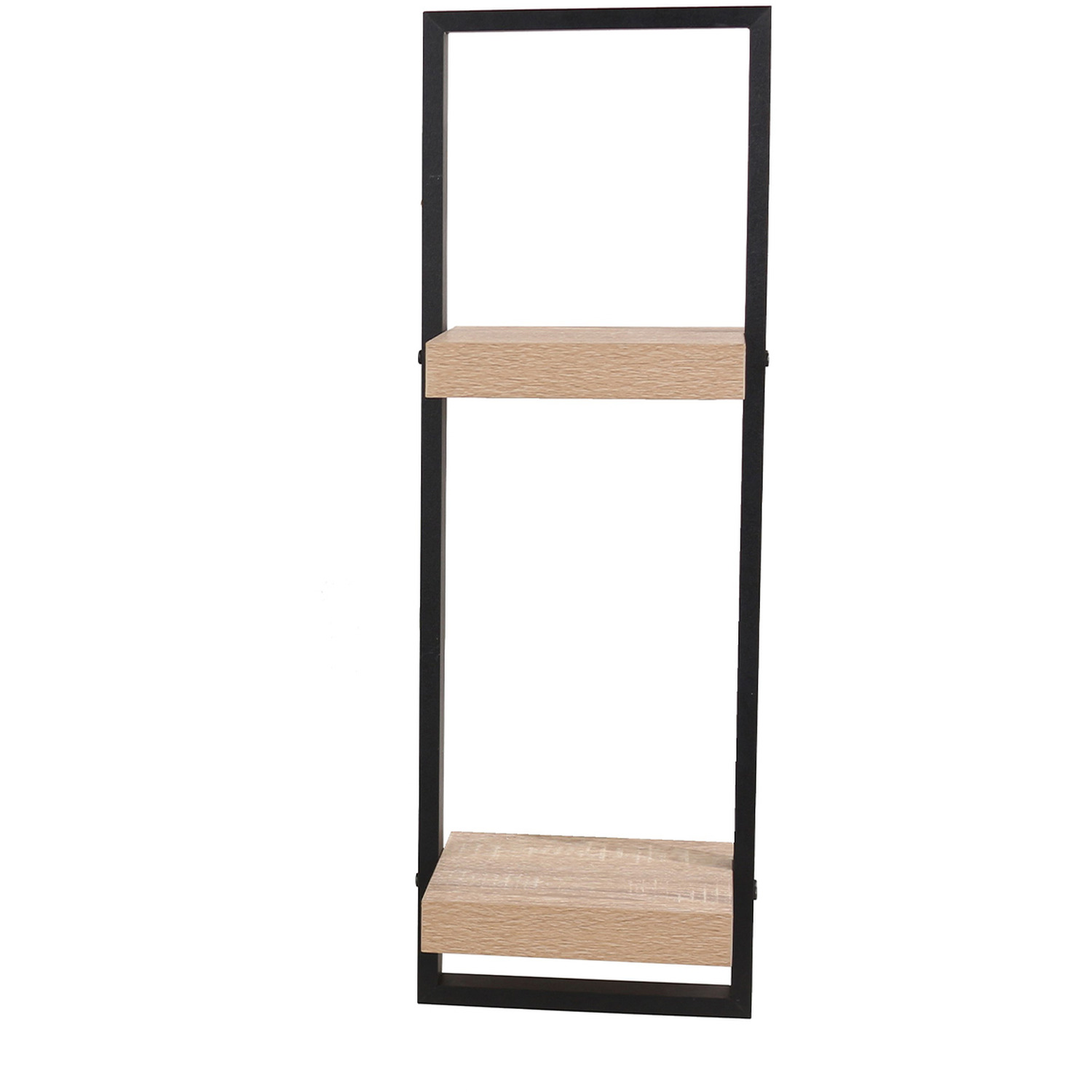 nova framed floating shelf kit - oak effect shelf with black frame