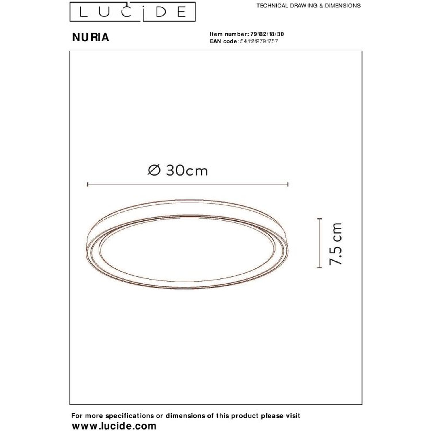 Nuria 18cm Modern Flush Ceiling Light Black