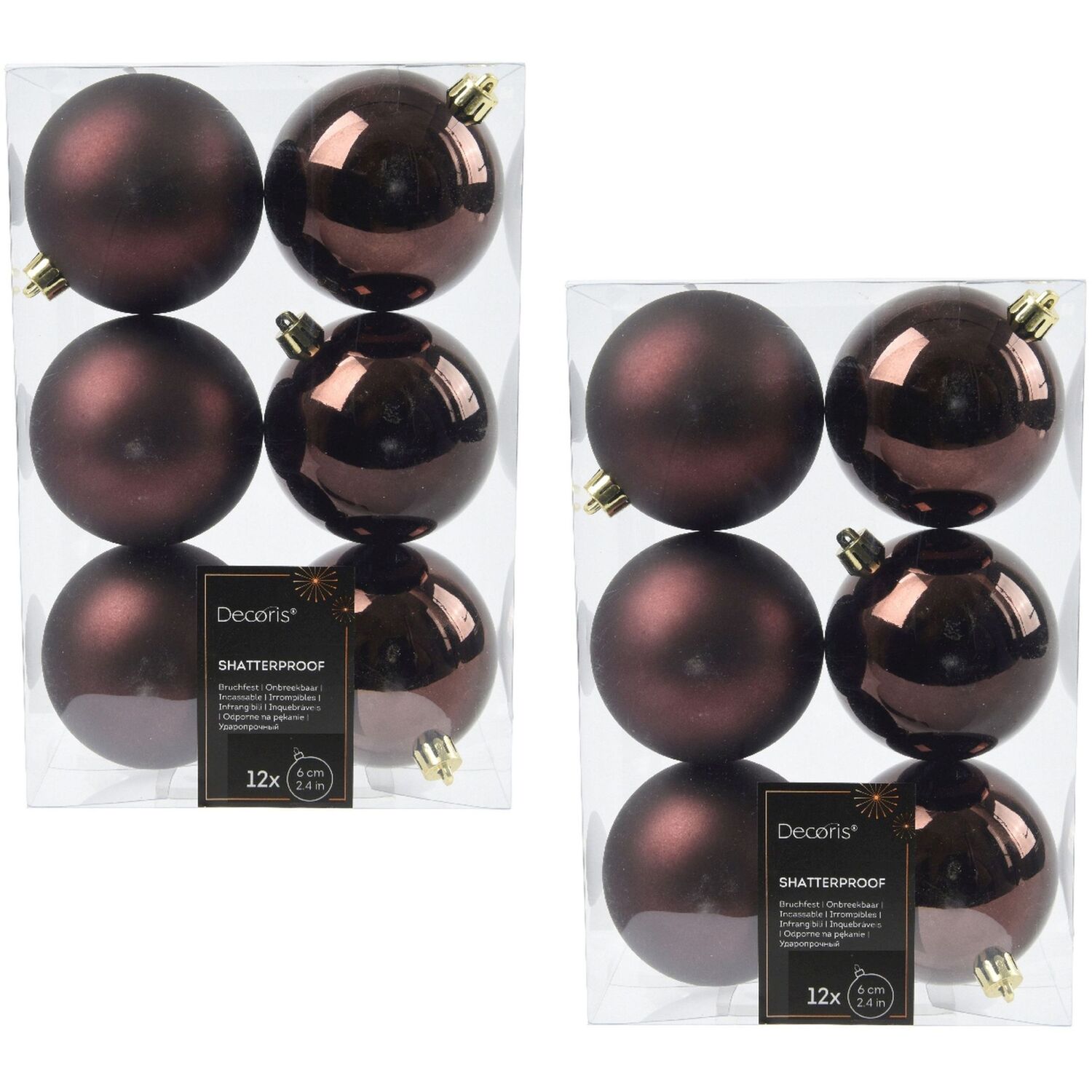 12 Black Truffle Brown Baubles Christmas Tree Decorations Tree 6cm