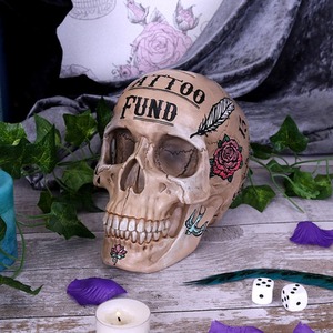 Natural Bone Coloured Traditional, Tribal Tattoo Fund Skull