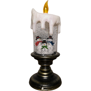 Snowtime Indoor LED Water Spinner Candle Stick Snowman Scene