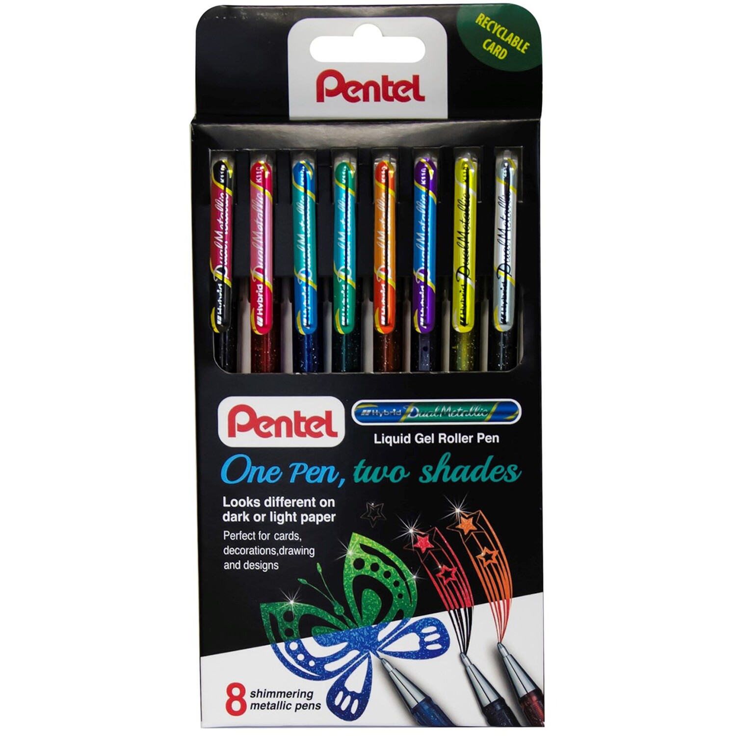 8 Pack Hybrid Dual Metallic Gel Pens