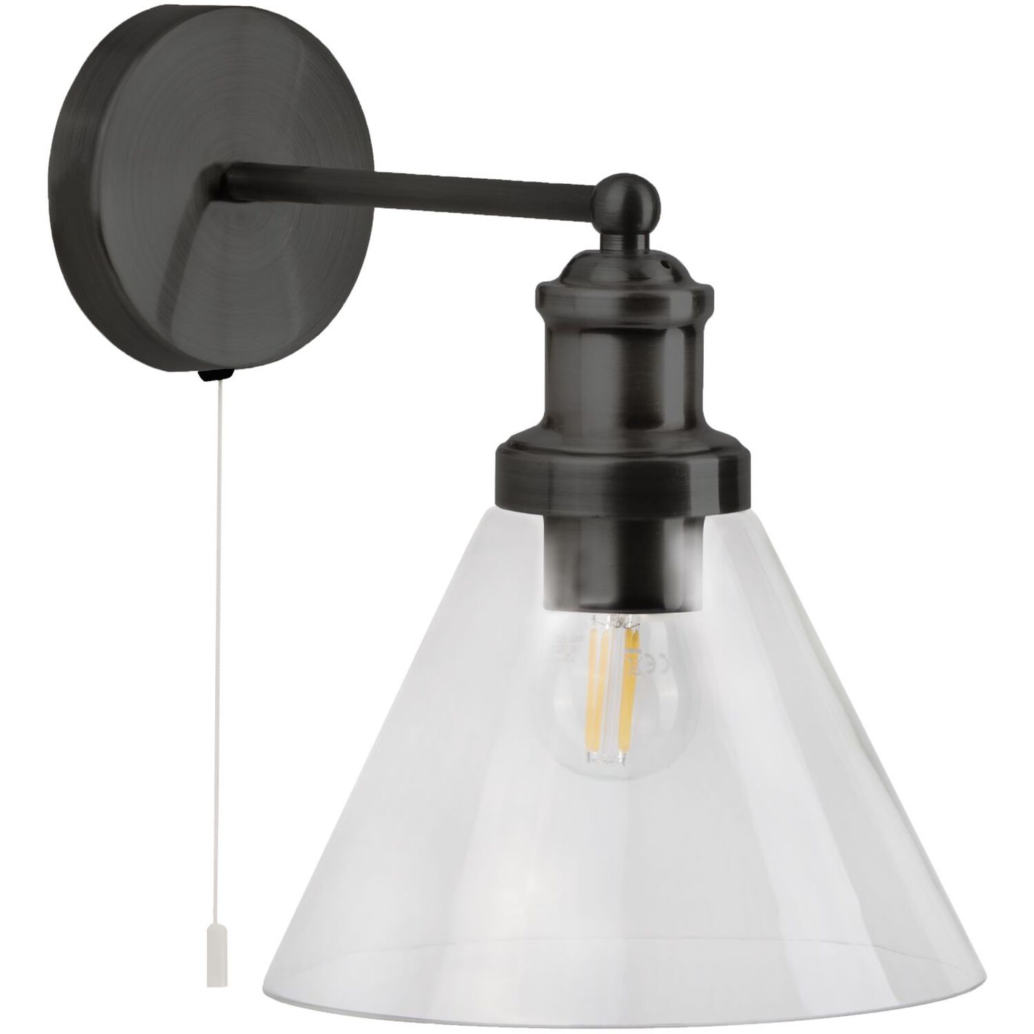 Pyramid Wall Light Black Metal and Glass