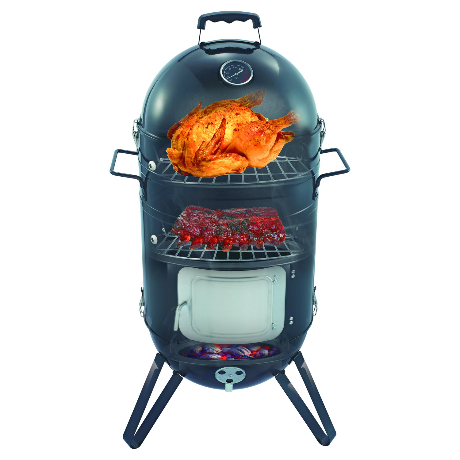 Premium Charcoal Smoker BBQ Grill with Hanging Rack