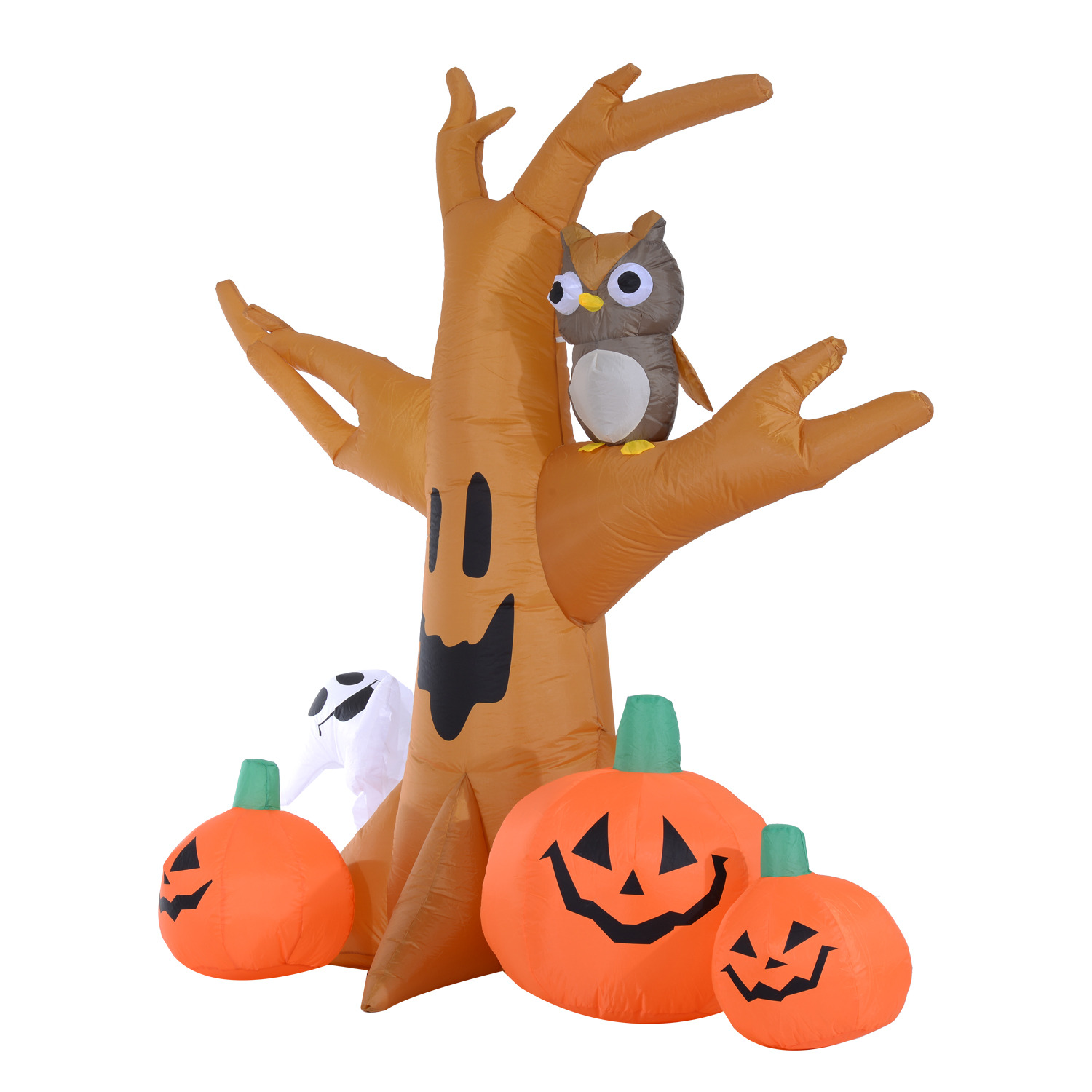 Lighted Halloween Inflatable Skull Ghost Azrael Grim Tree with 3 Pumpkins
