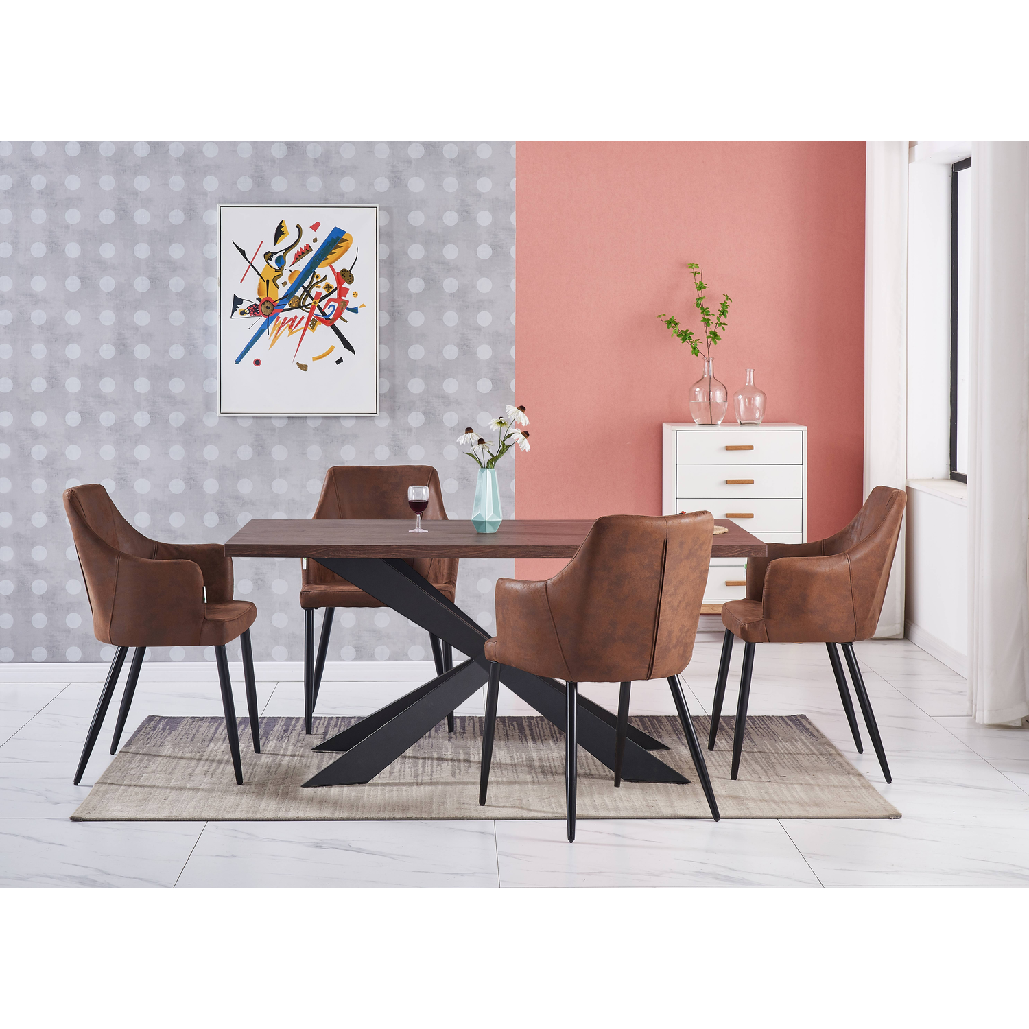 Zarah Duke Dining Set with a Table and 4 Chairs