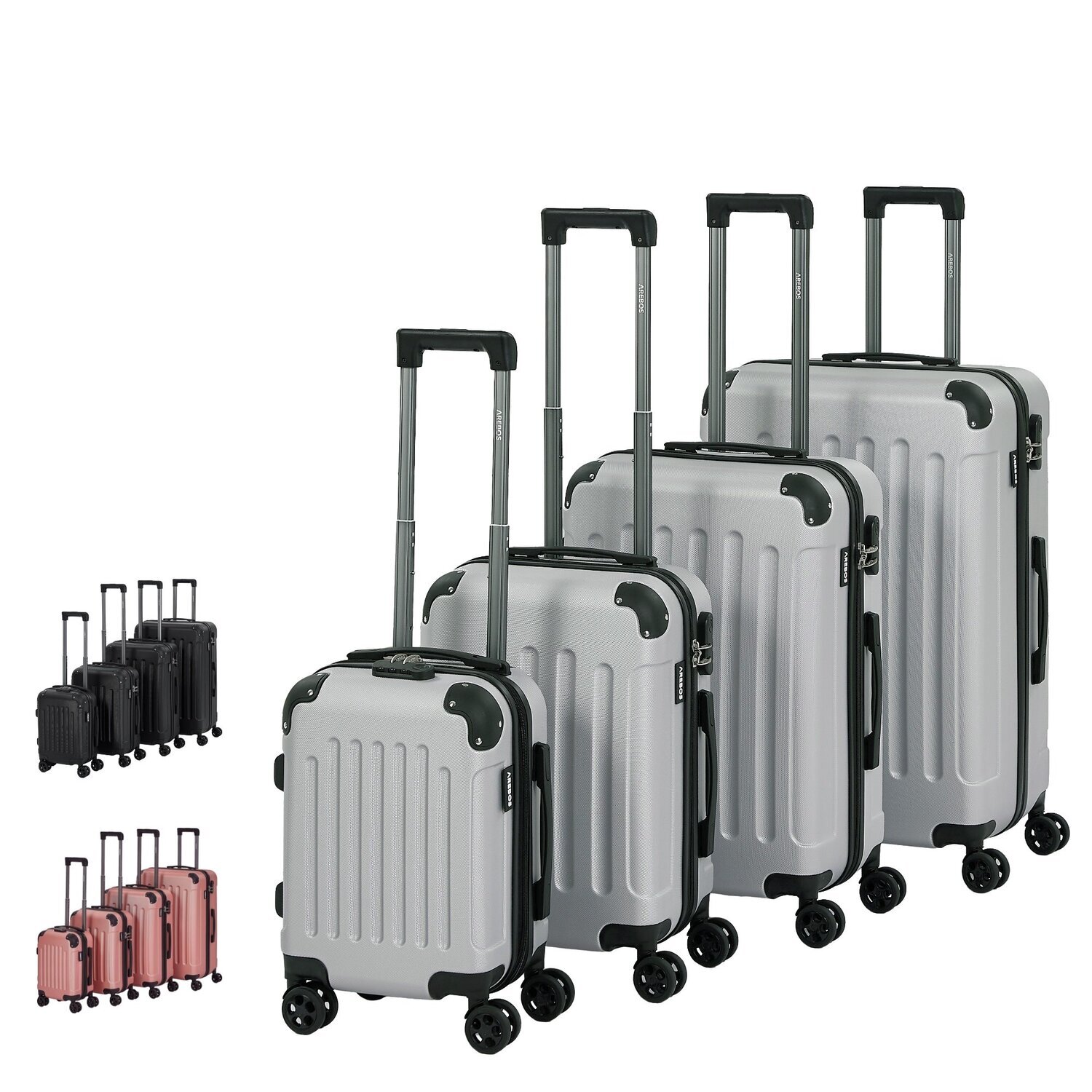 Set of 4 ABS Hard Shell Travel Suitcases With Telescopic Handle