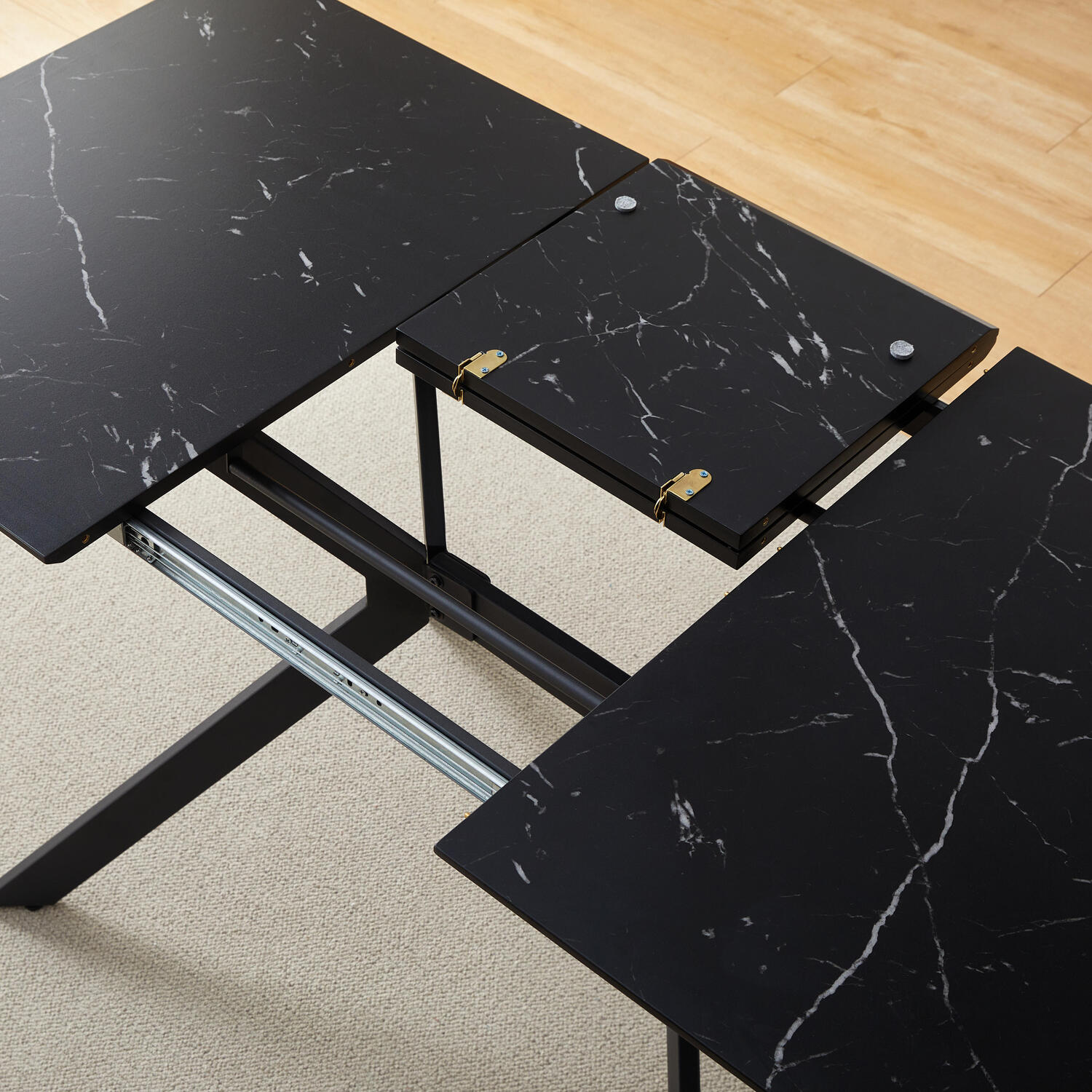 7 Piece Dining Set with Black Marble Effect Table Top