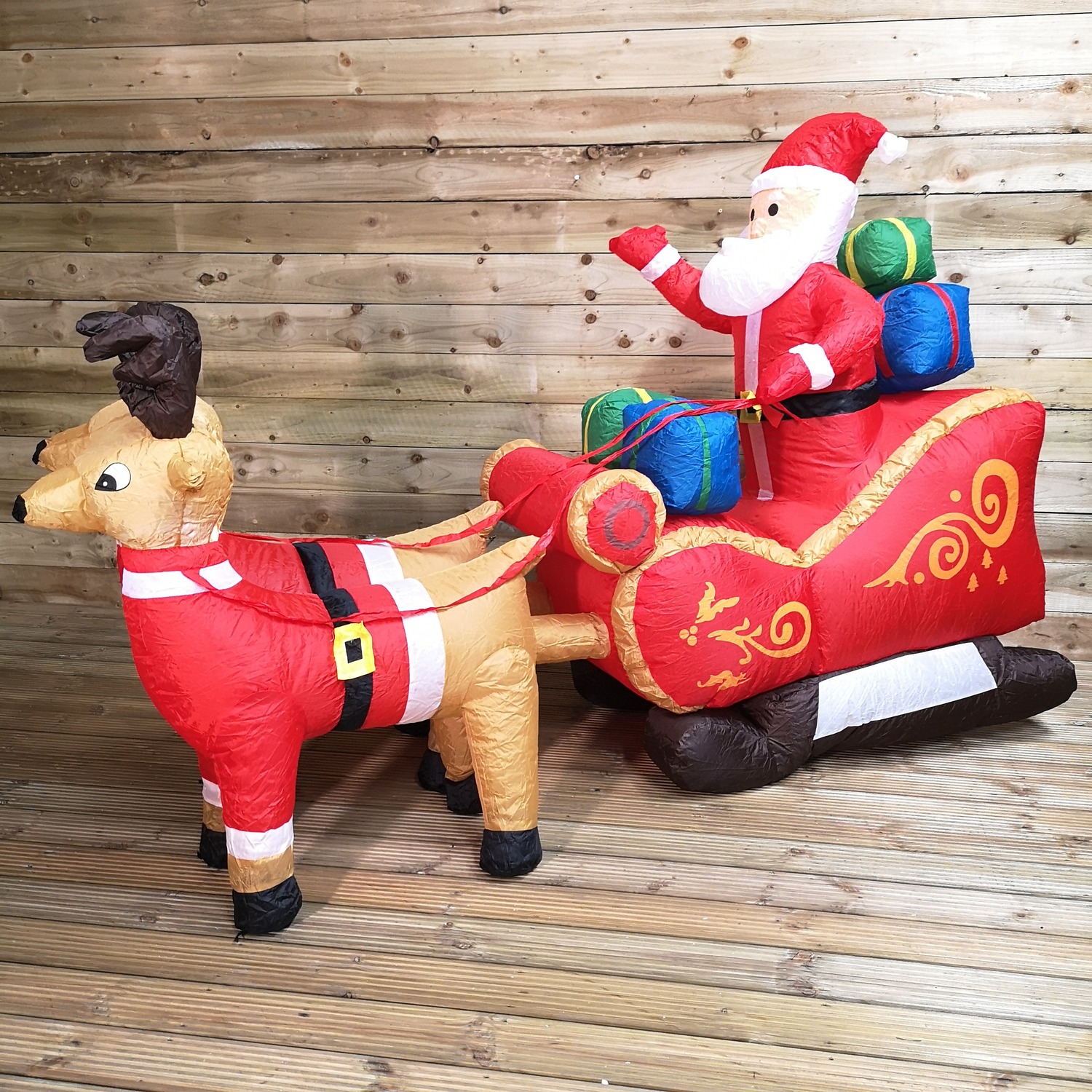 LED Christmas Inflatables Santa Sleigh and Reindeer Decoration