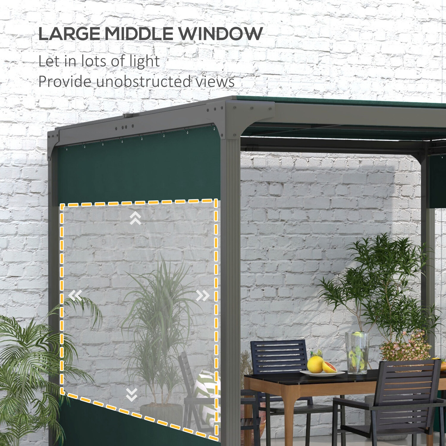 3x2m Pergola Side Panels Replacement with Large Windows