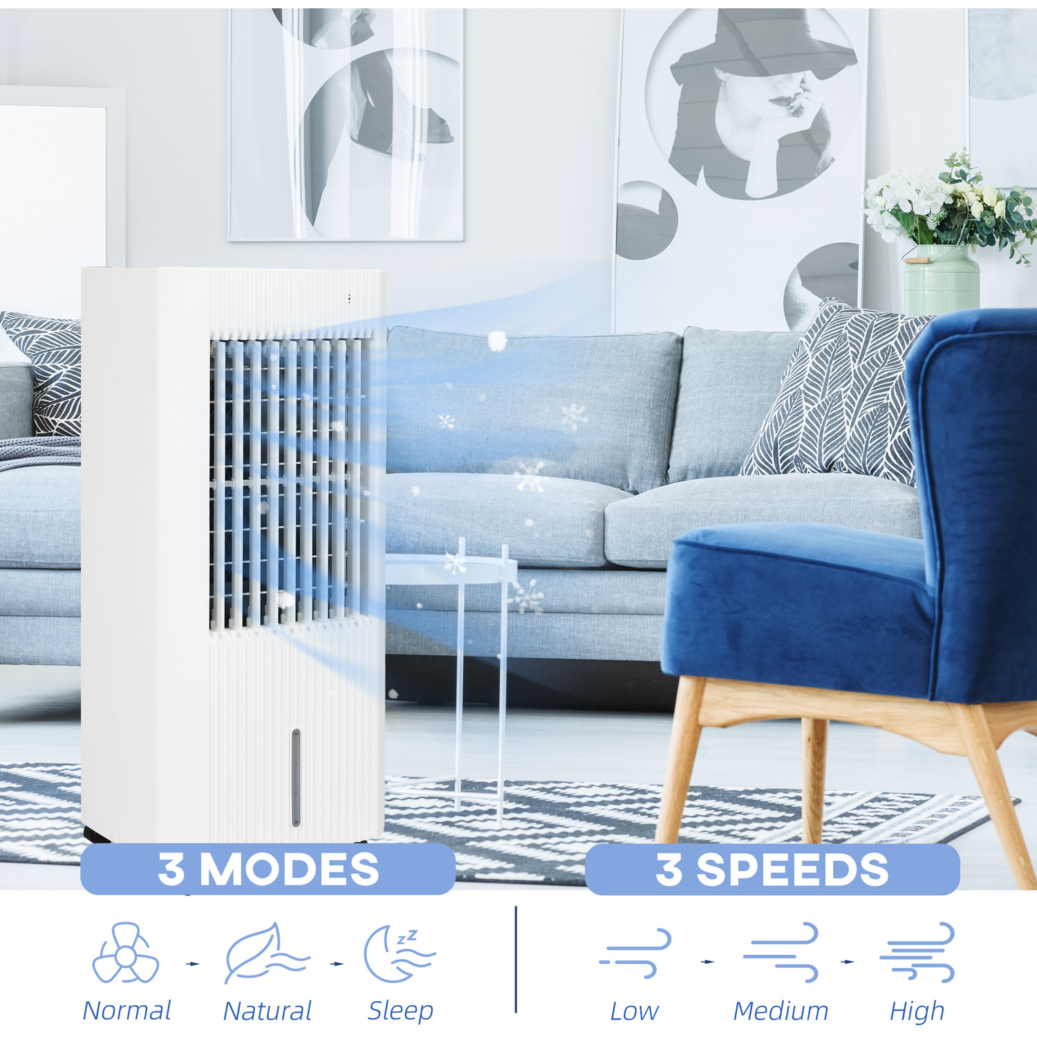Portable Air Cooler Fan with Ice Packs