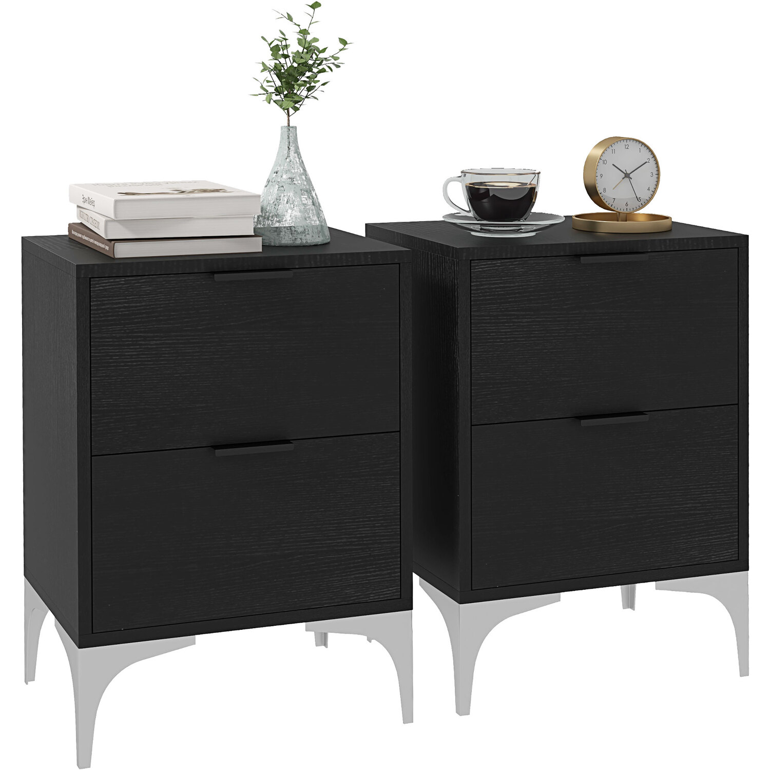 HOMCOM Modern Bedside Tables Set of 2