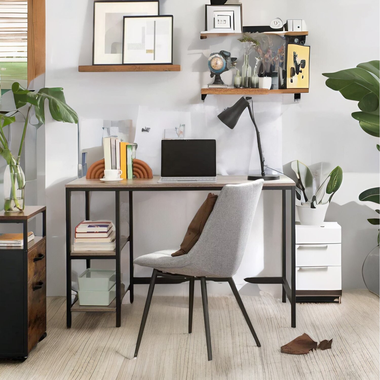Industrial 120CM Wide Computer Desk With 2 Shelves