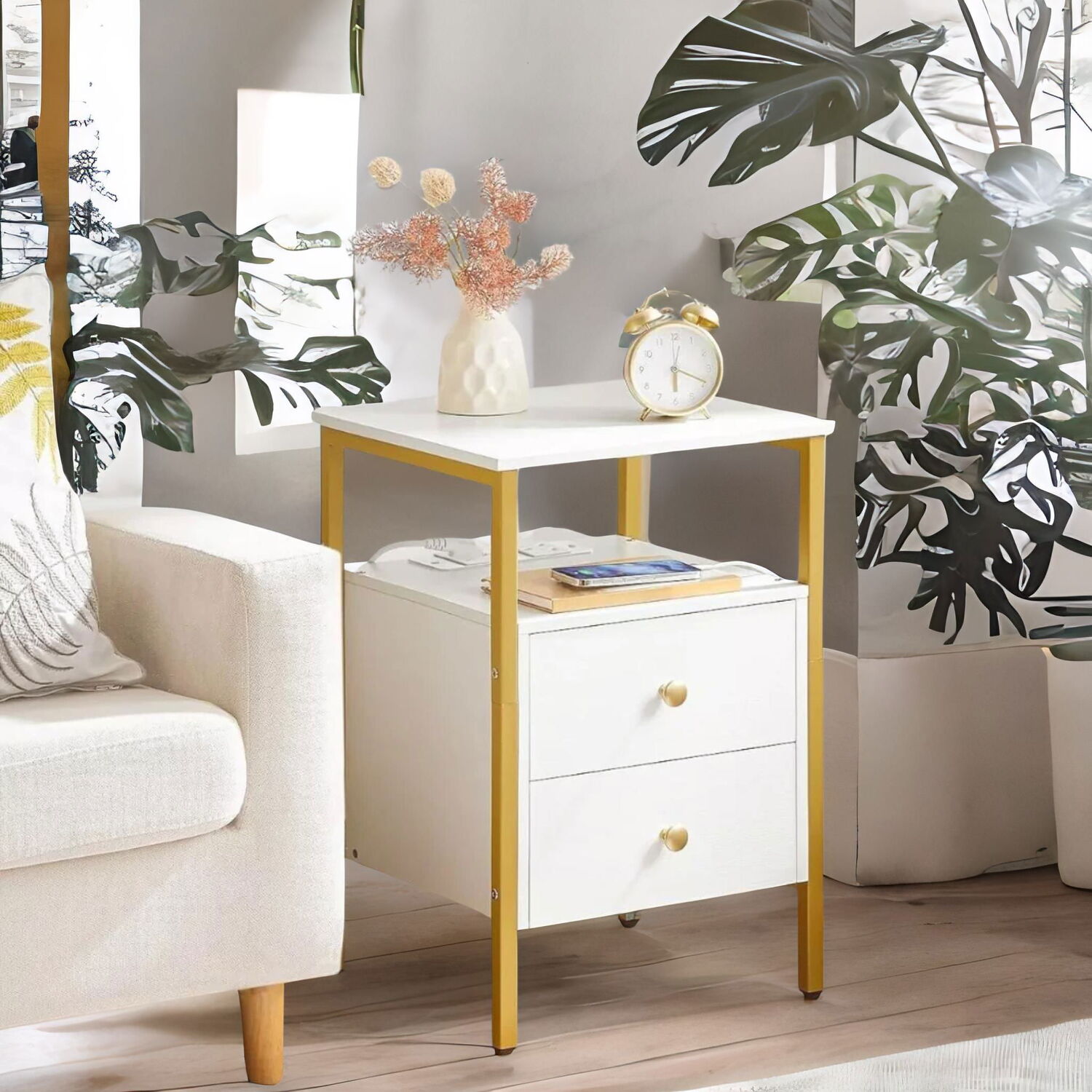 2 Drawer Smart Bedside Table With Power