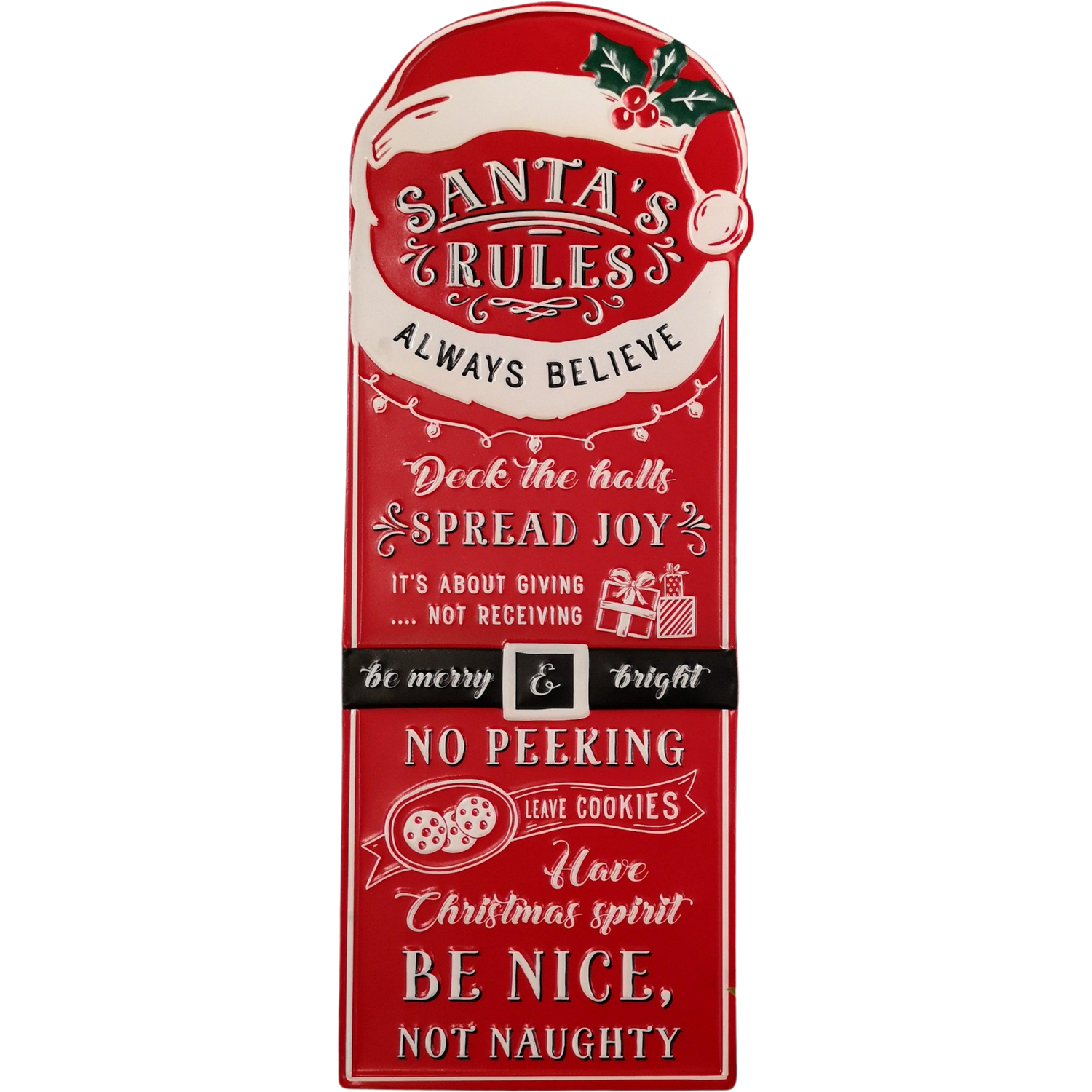 Metal Santa's Rules Sign Hanging Christmas Decoration