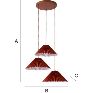 Akira Fabric Pleated Triple Drop Ceiling Pendant Light