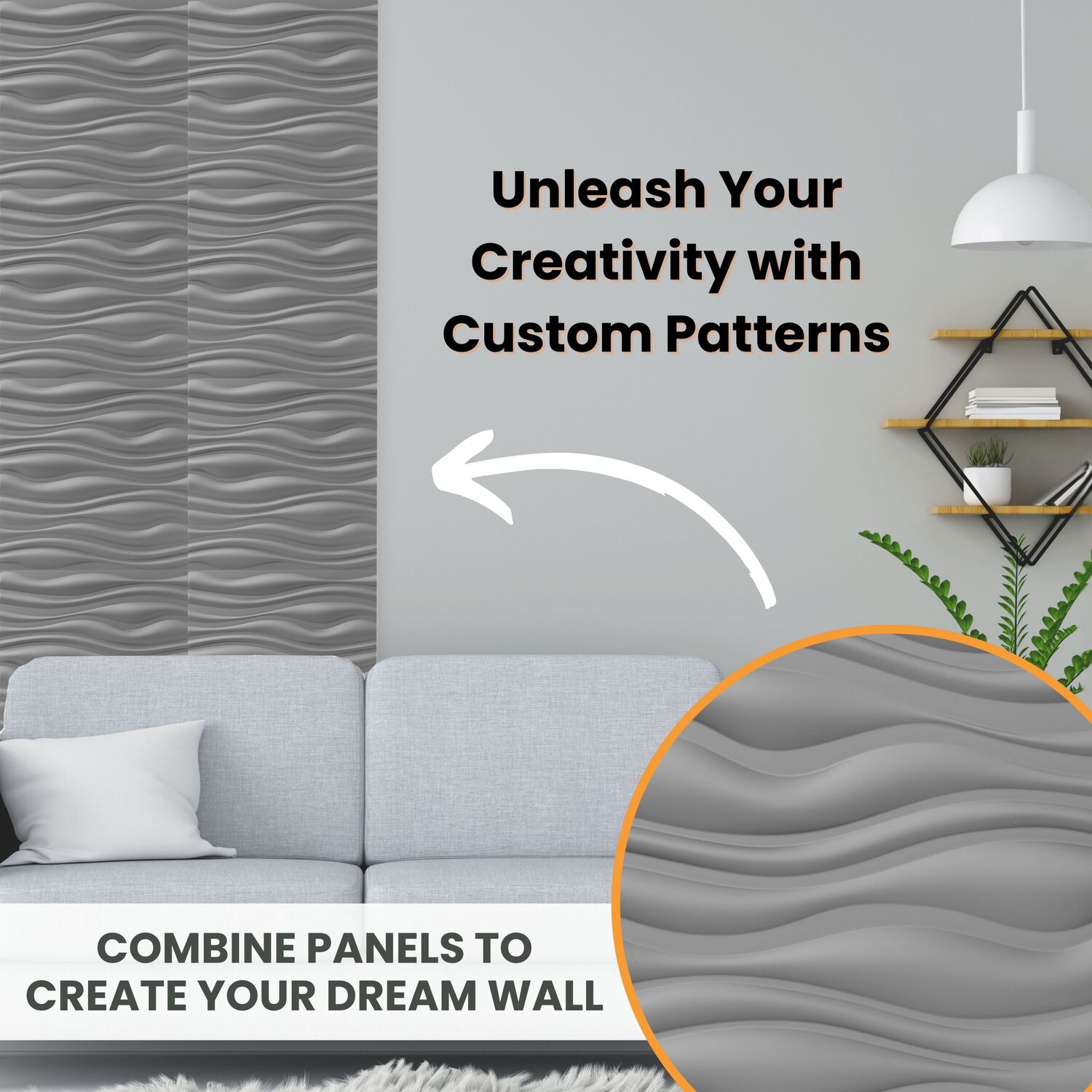 3D Wall Panels with Adhesive Included Wave Effect Design