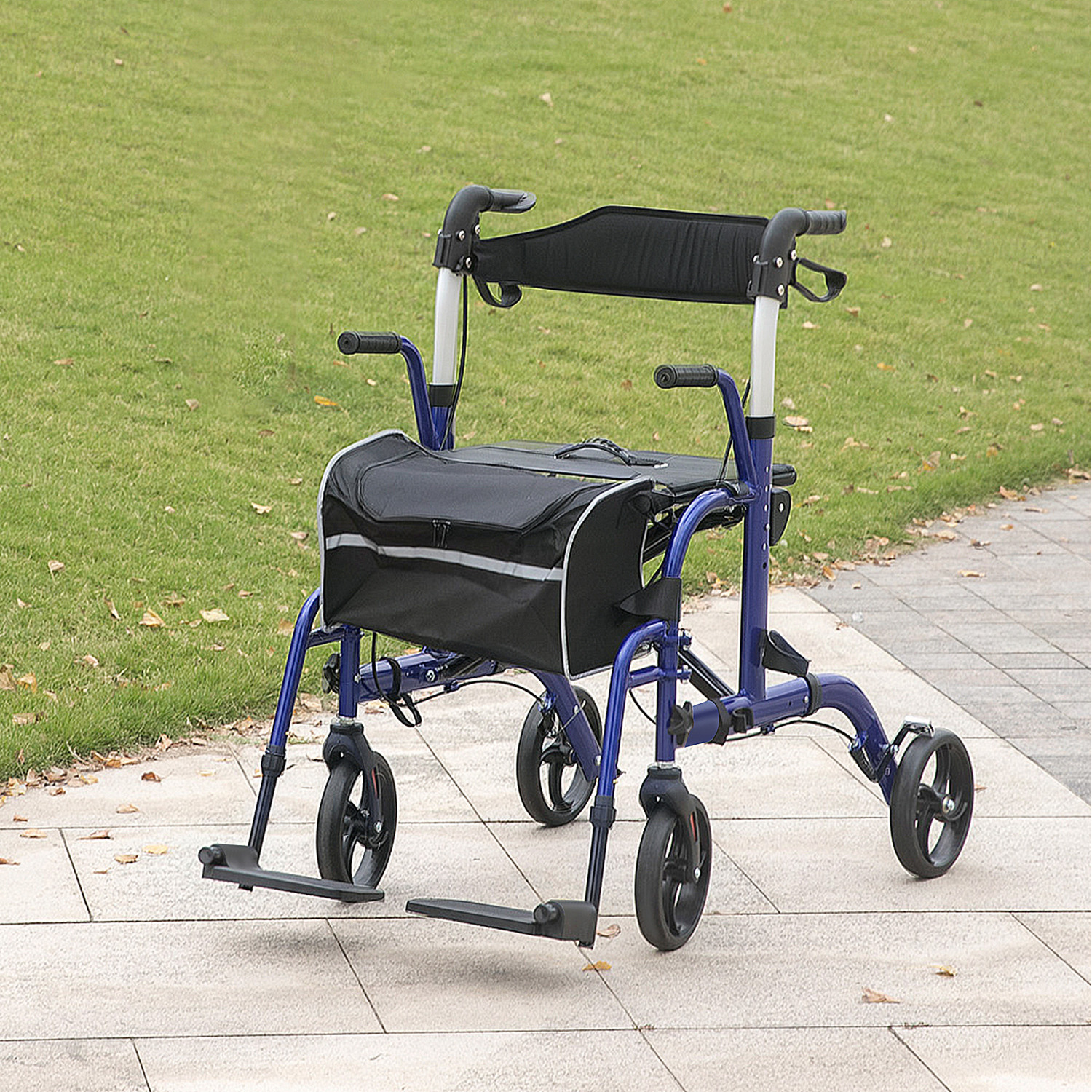 HOMCOM 2 in 1 Wheelchair Folding Rollator Walker with Seat