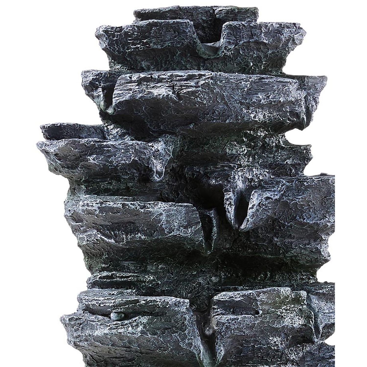 Solar-Powered Tiered Rock Water Feature for Outdoor Gardens