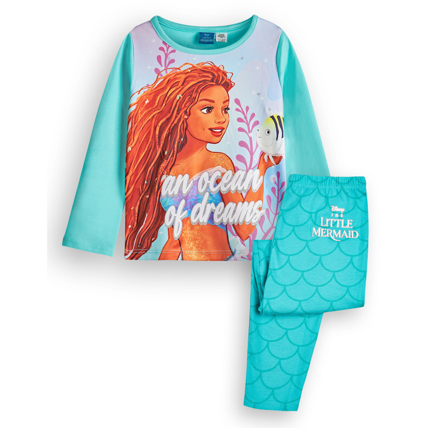Disney The Little Mermaid Girls Long Sleeve Long Leg Pyjama Set