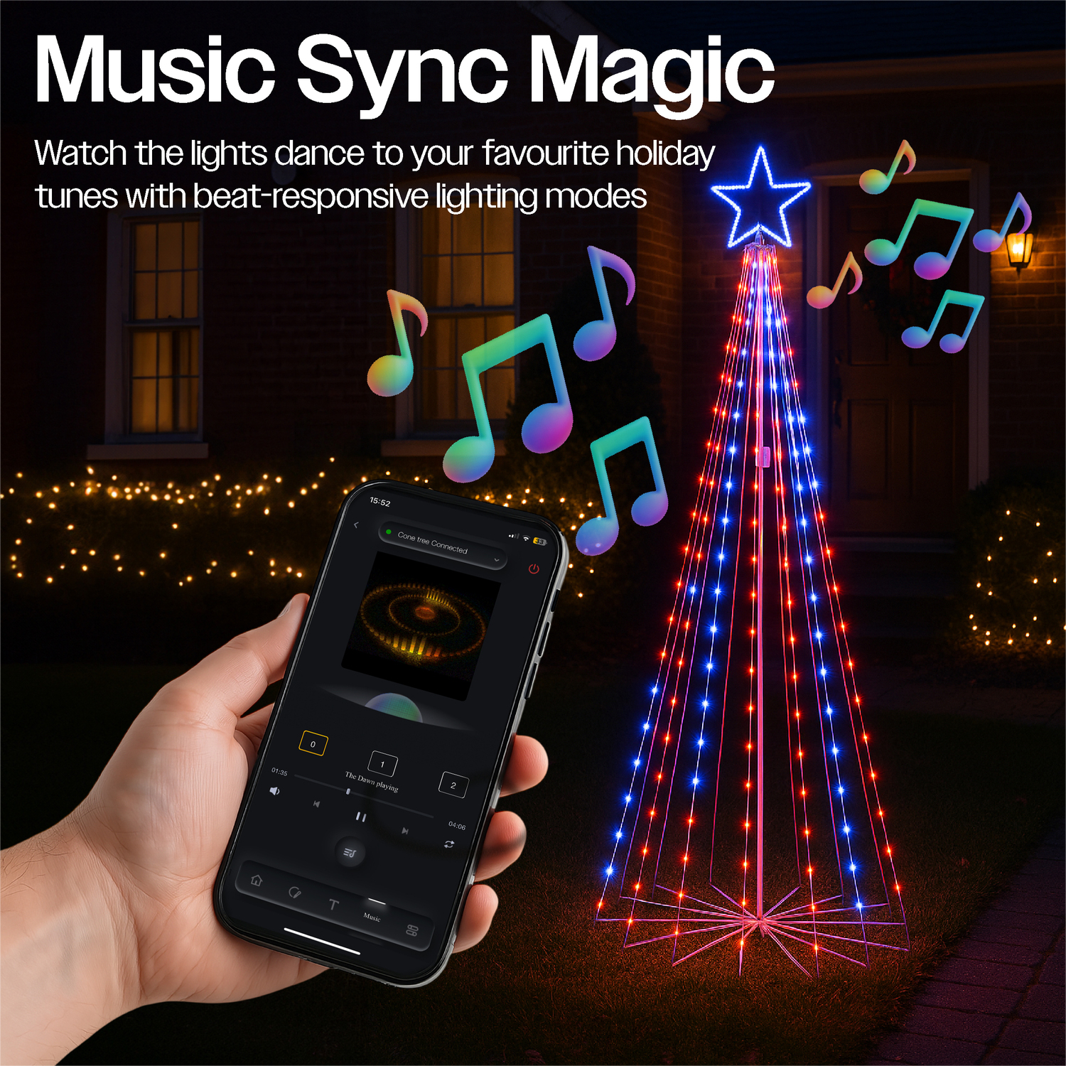 Cone Tree RGB APP Control 18 String 804 LED 2.4M