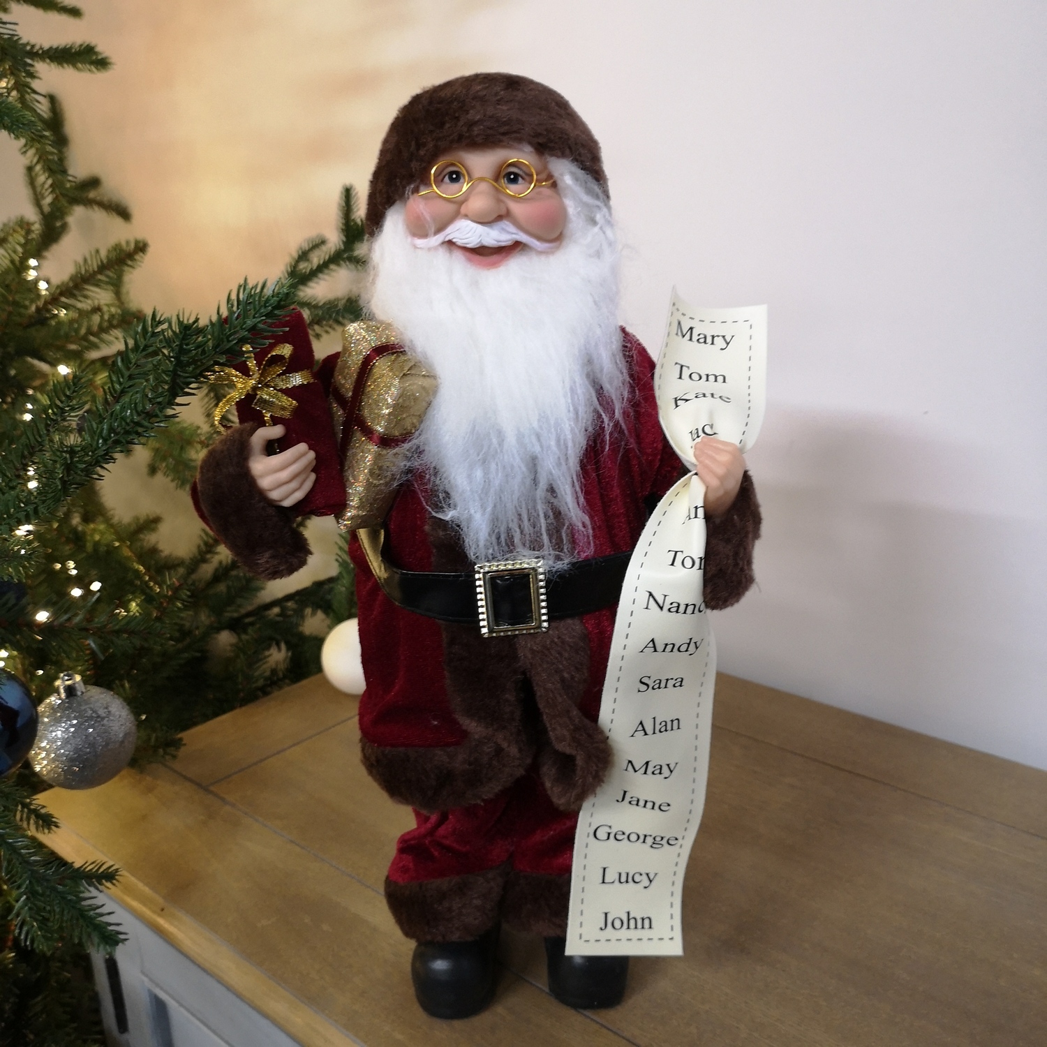 Standing Father Christmas Gift and Name List Decoration
