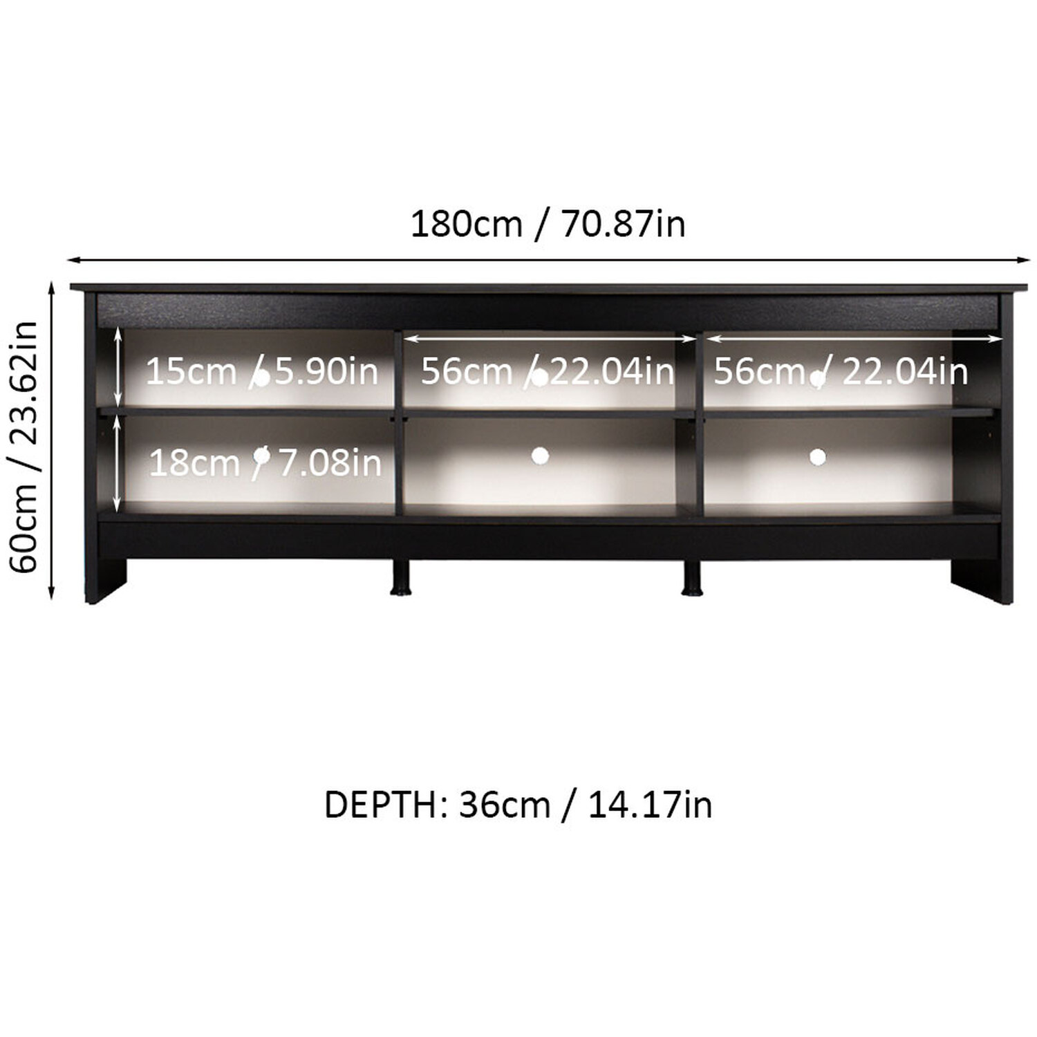 Madesa TV Stand with 6 Shelves