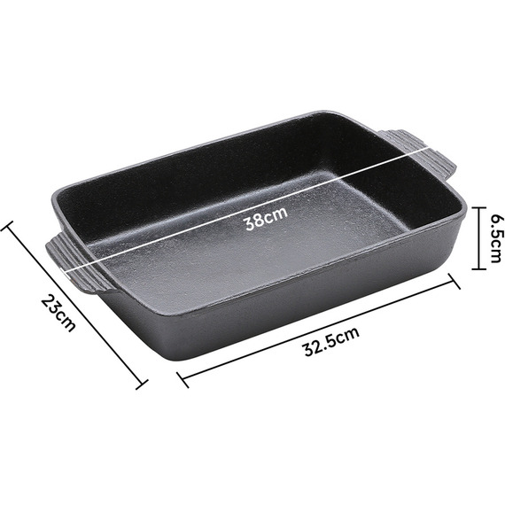 Black Rectangular Cast Iron Baking Pan