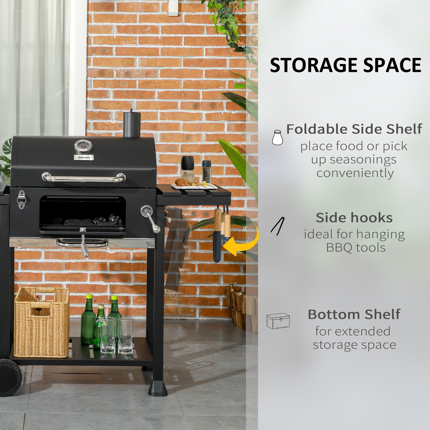 Charcoal Barbecue Grill BBQ Trolley