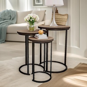 Set Of 3 Round Wooden Nesting Tables