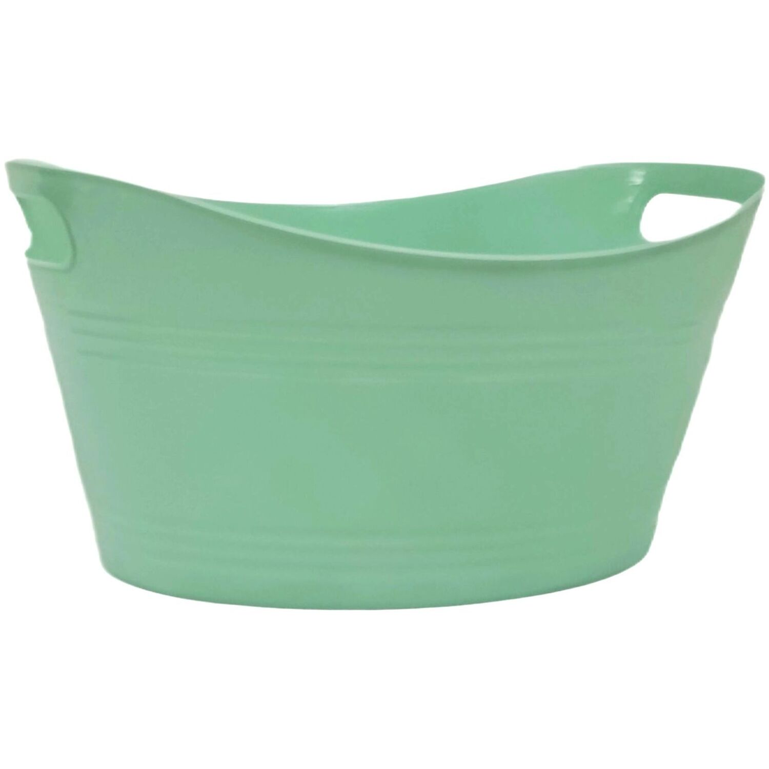 Small Green Plastic Ice Bucket With Handles Drink Cooler Tub Party