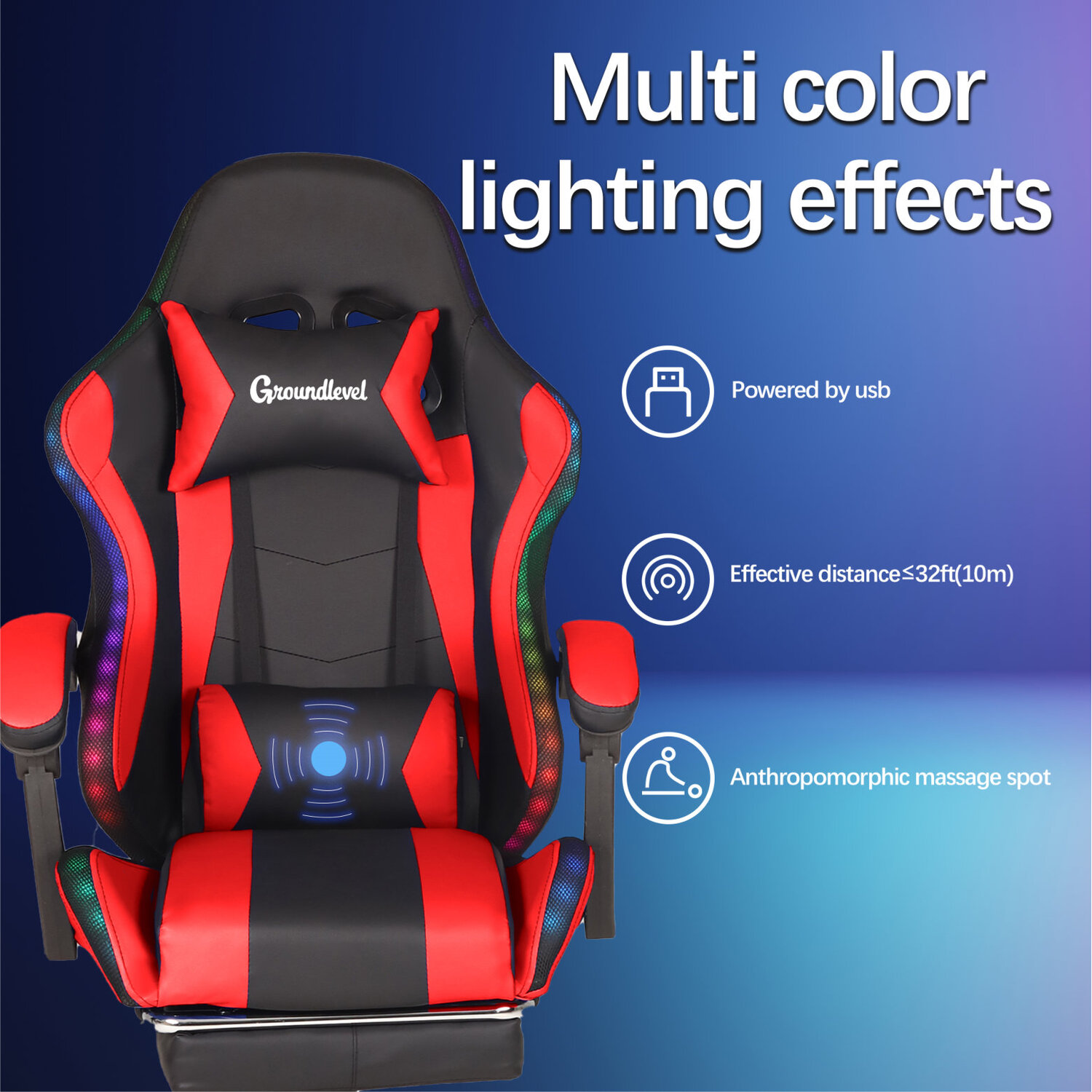 Premium LED Gaming Chair with Footrest