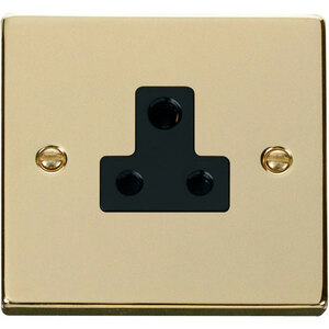 Polished Brass 1 Gang 5A Round Pin Socket