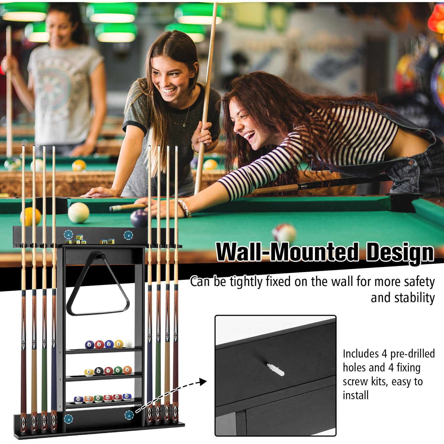 Wall Mounted Billiard Stick Holder