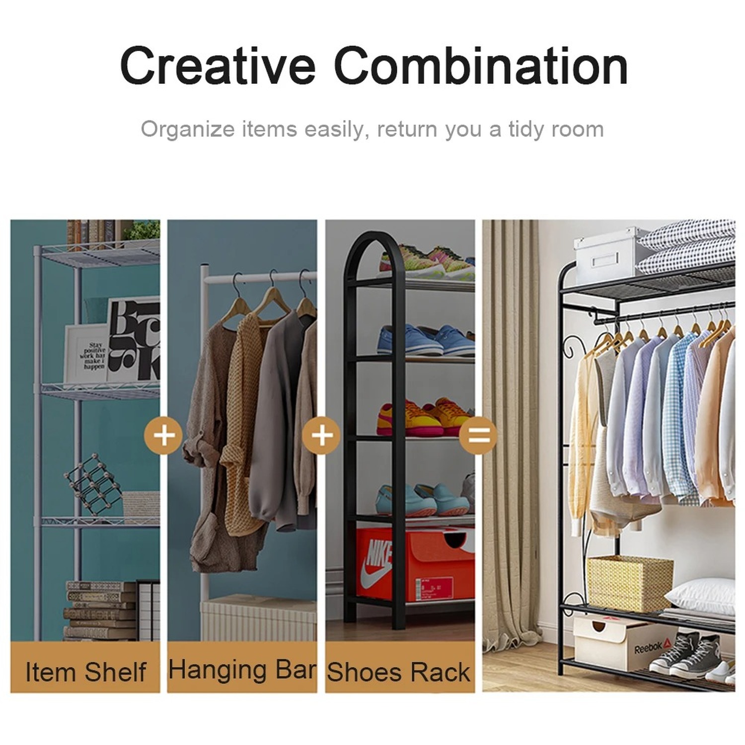 Metal Clothes Rail With Shelves