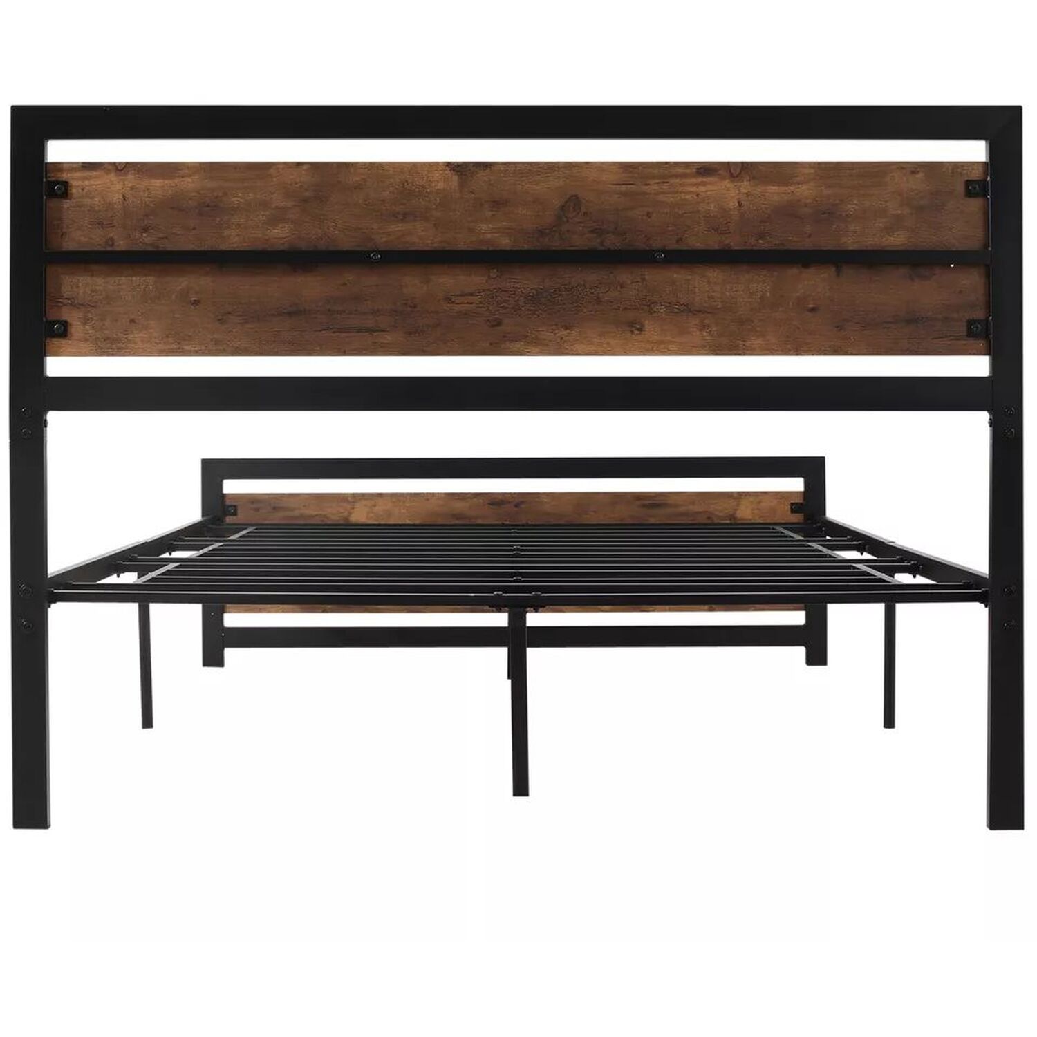 Double Metal and Wood Bed Frame Slat Support