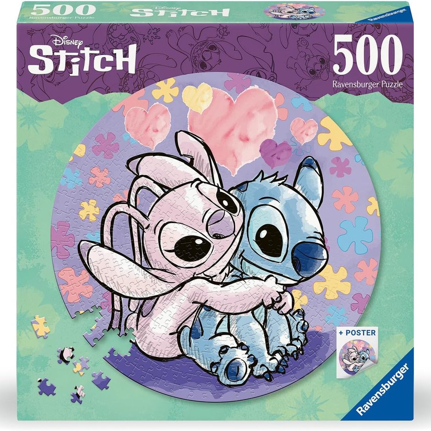Disney Stitch Circular 500 Piece Jigsaw Puzzle
