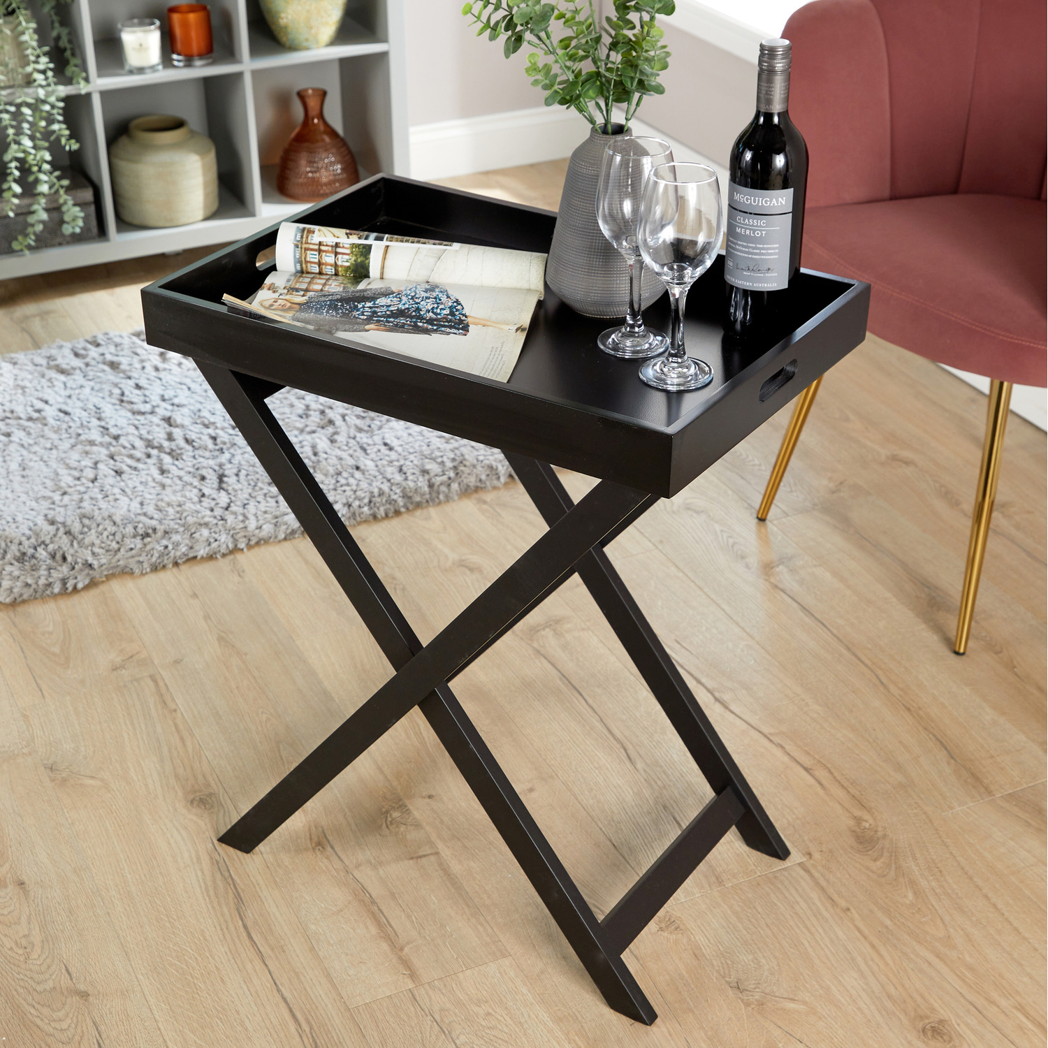 Alpine Large Foldable Butlers Tray Style Side Table