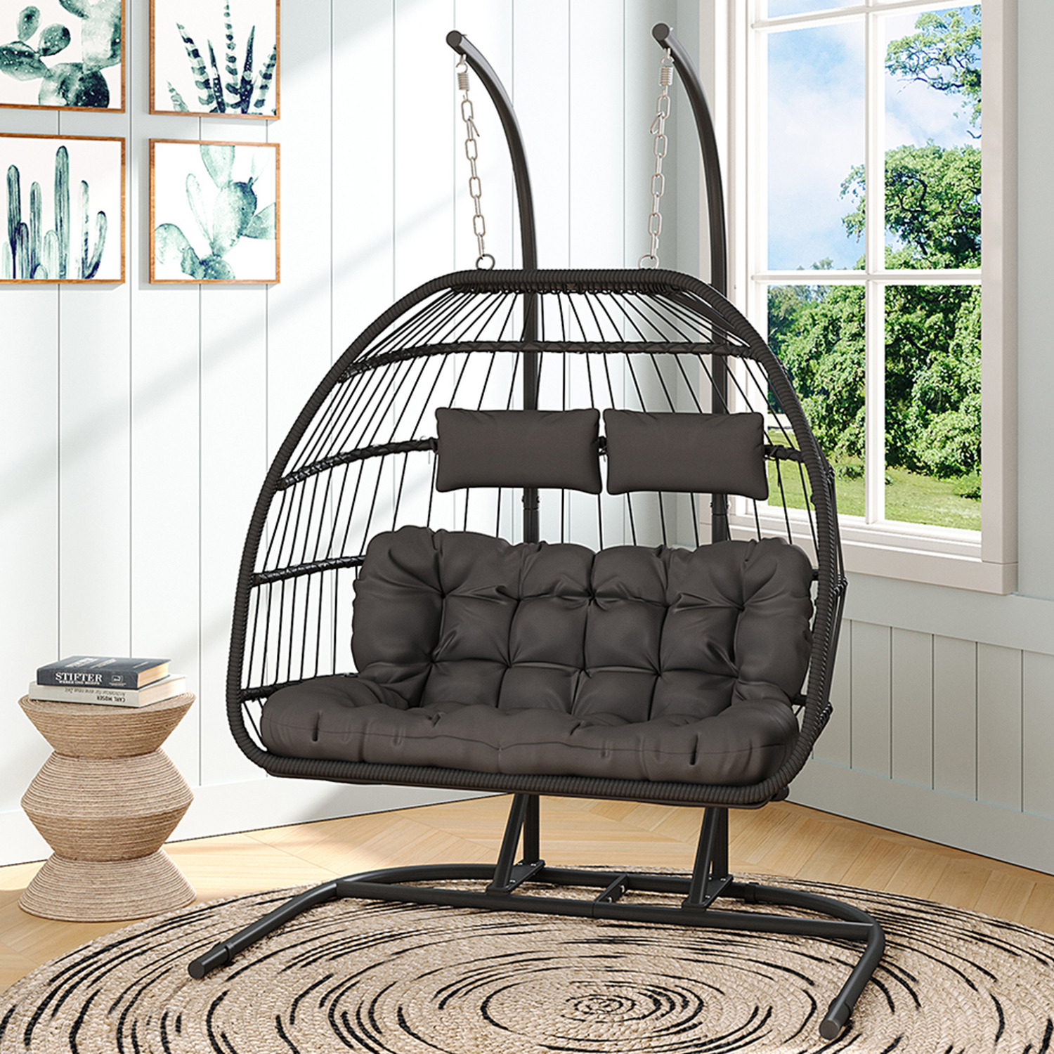 Lifeideas Double-Seater Hanging Chair with U-Shaped Base