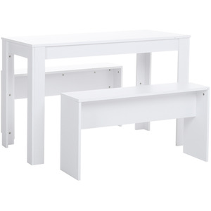 3 Piece Contemporary Dining Table and Bench Set