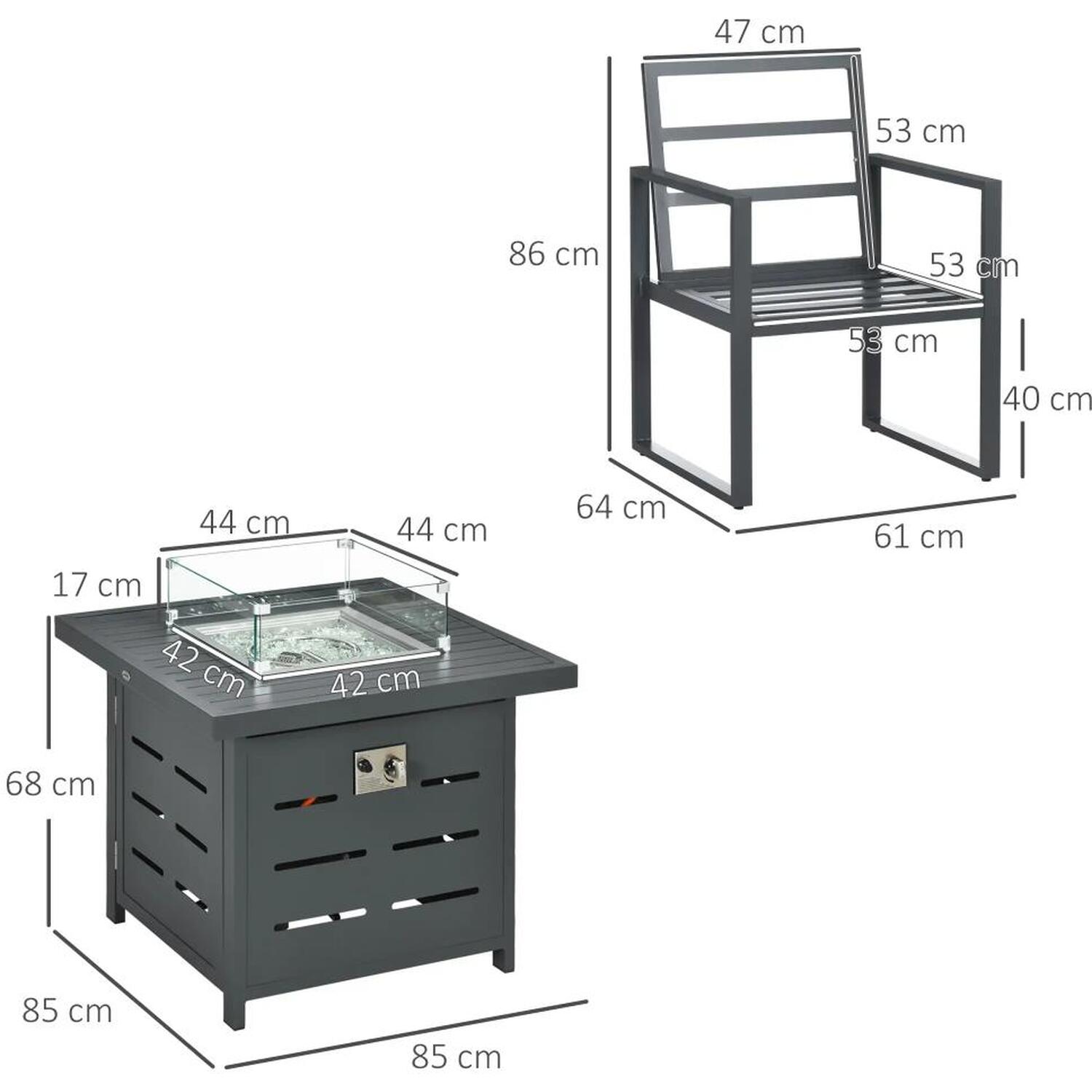 Nova Aluminium Fire Pit Garden Furniture Set
