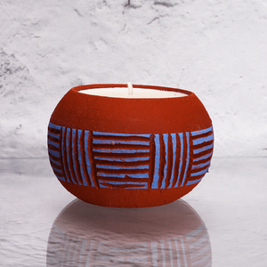 Clay Pot Candle - Red - Blue