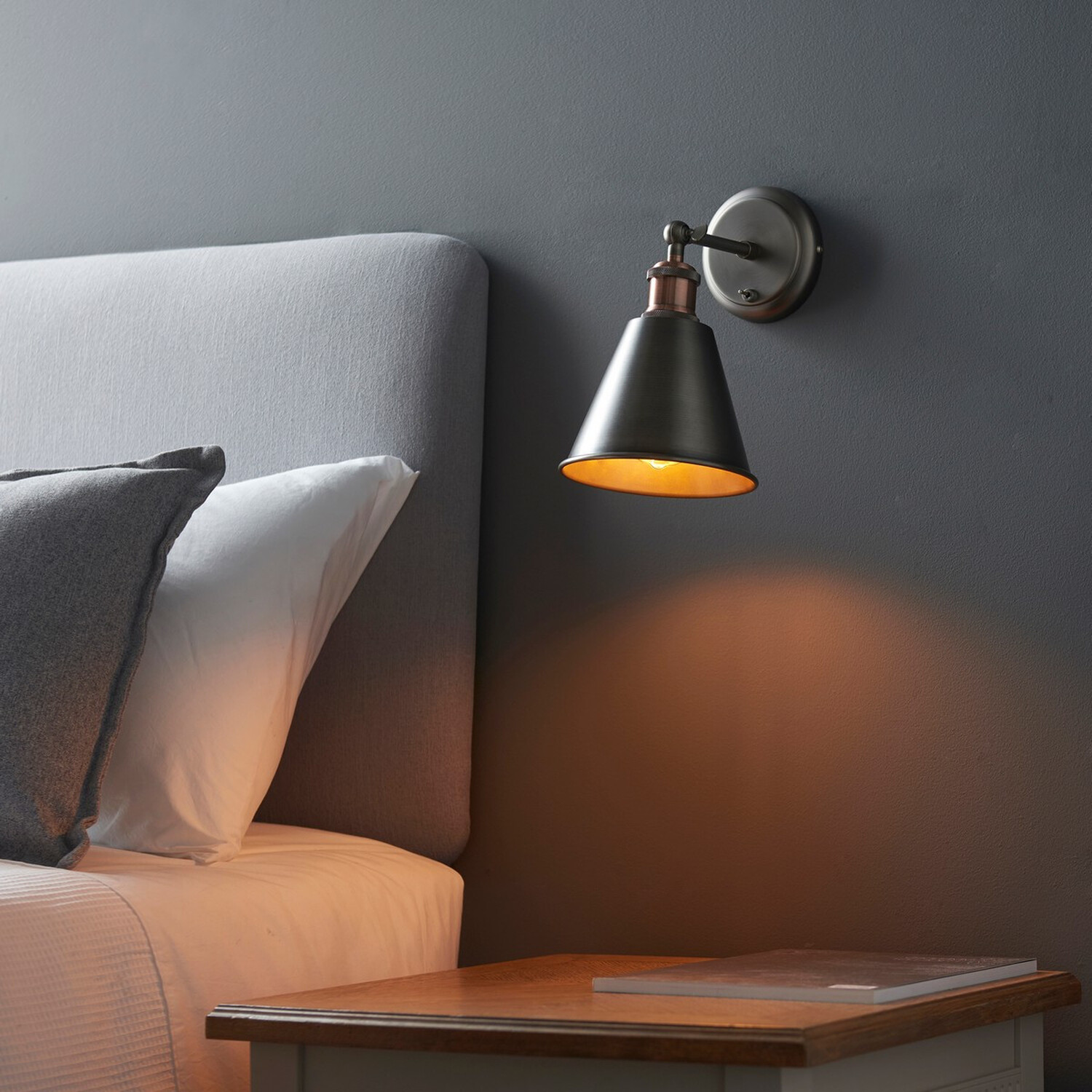 Hal Metal Wall Lamp Aged Pewter Aged Copper Plate