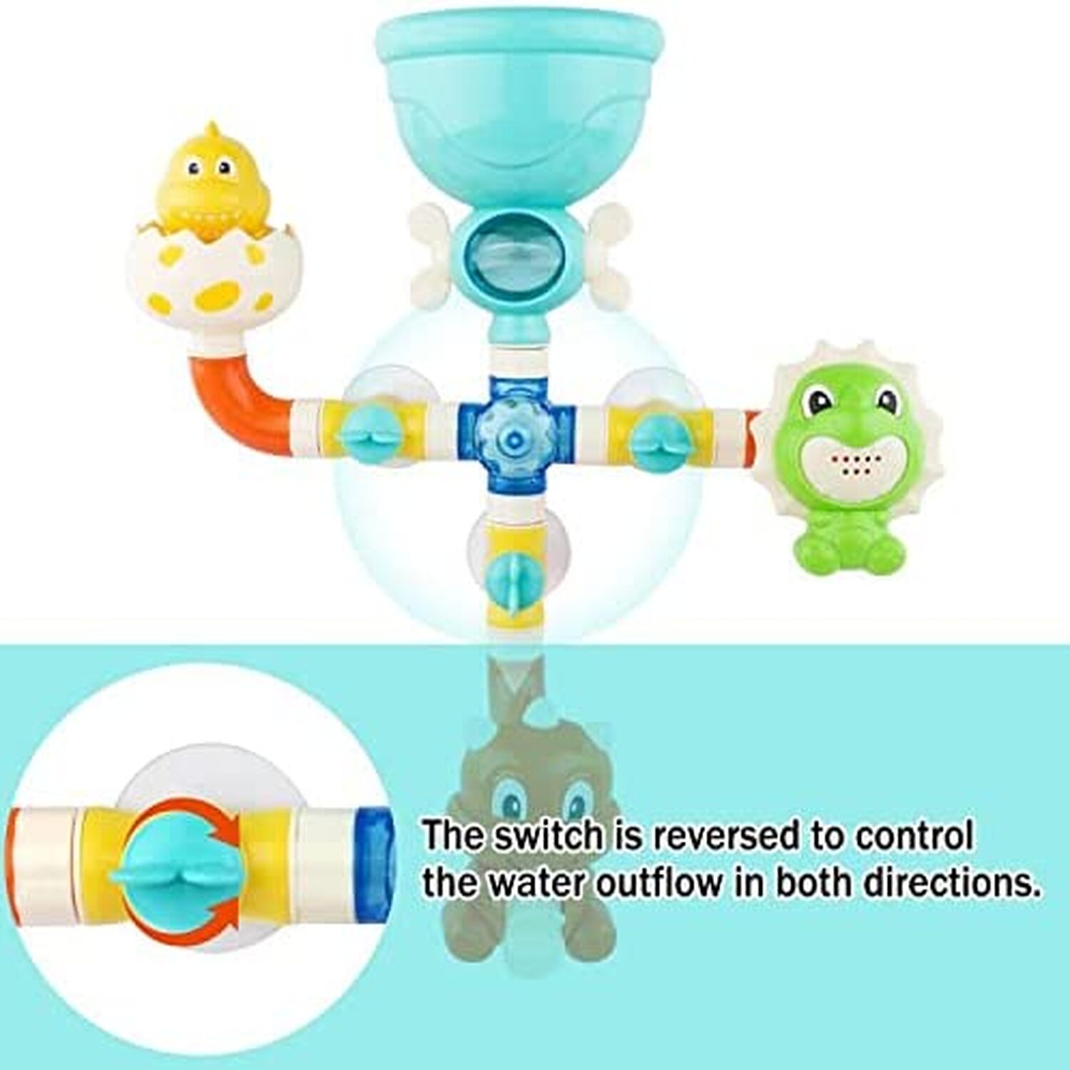Baby Bath Dinosaur Pipes and Wheel with Sea Toy Accessories