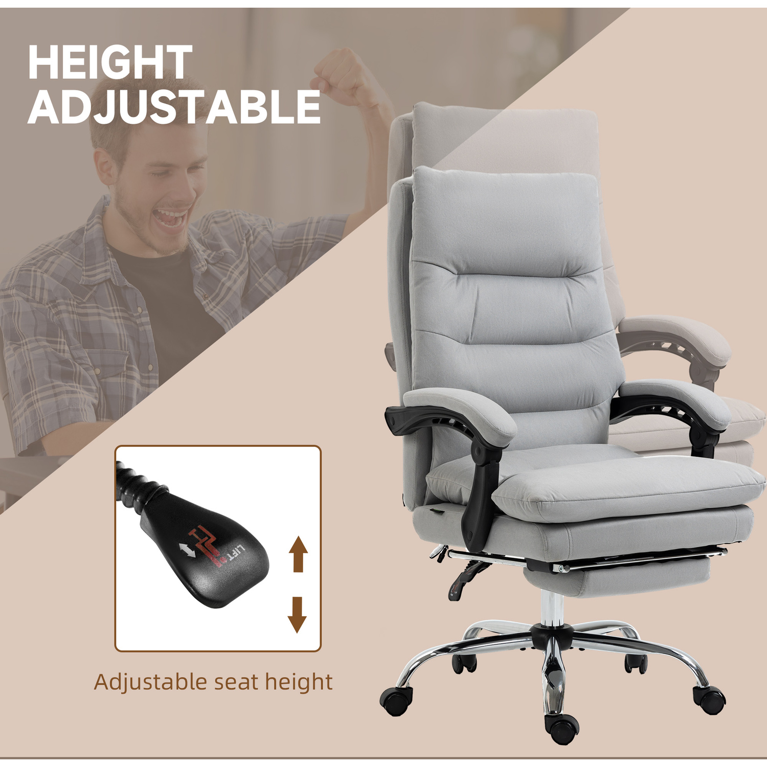 Vibration Massage Office Chair with Heat Footrest Arm Wheels