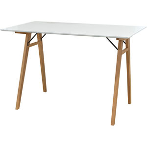 Ivan Office Desk White Top And Wood Legs