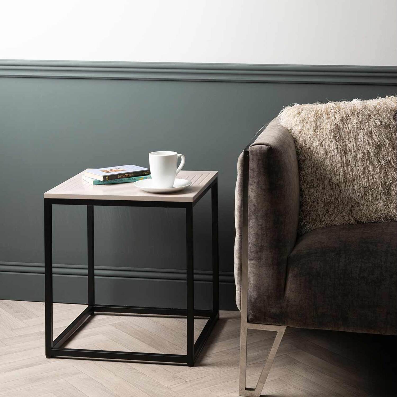 55cm Summer Grey Side Table with MDF Wooden Top