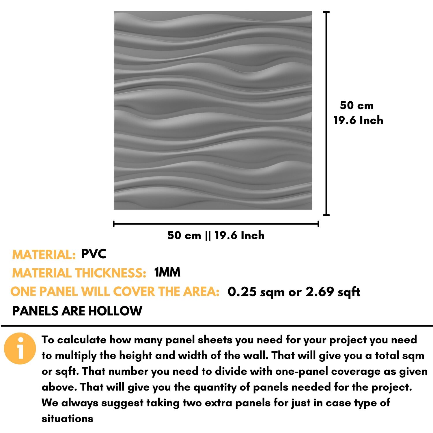 3D Wall Panels with Adhesive Included Wave Effect Design
